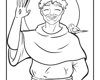 St. Francis of Assisi Coloring Page for Catholic Kids - Digital ...