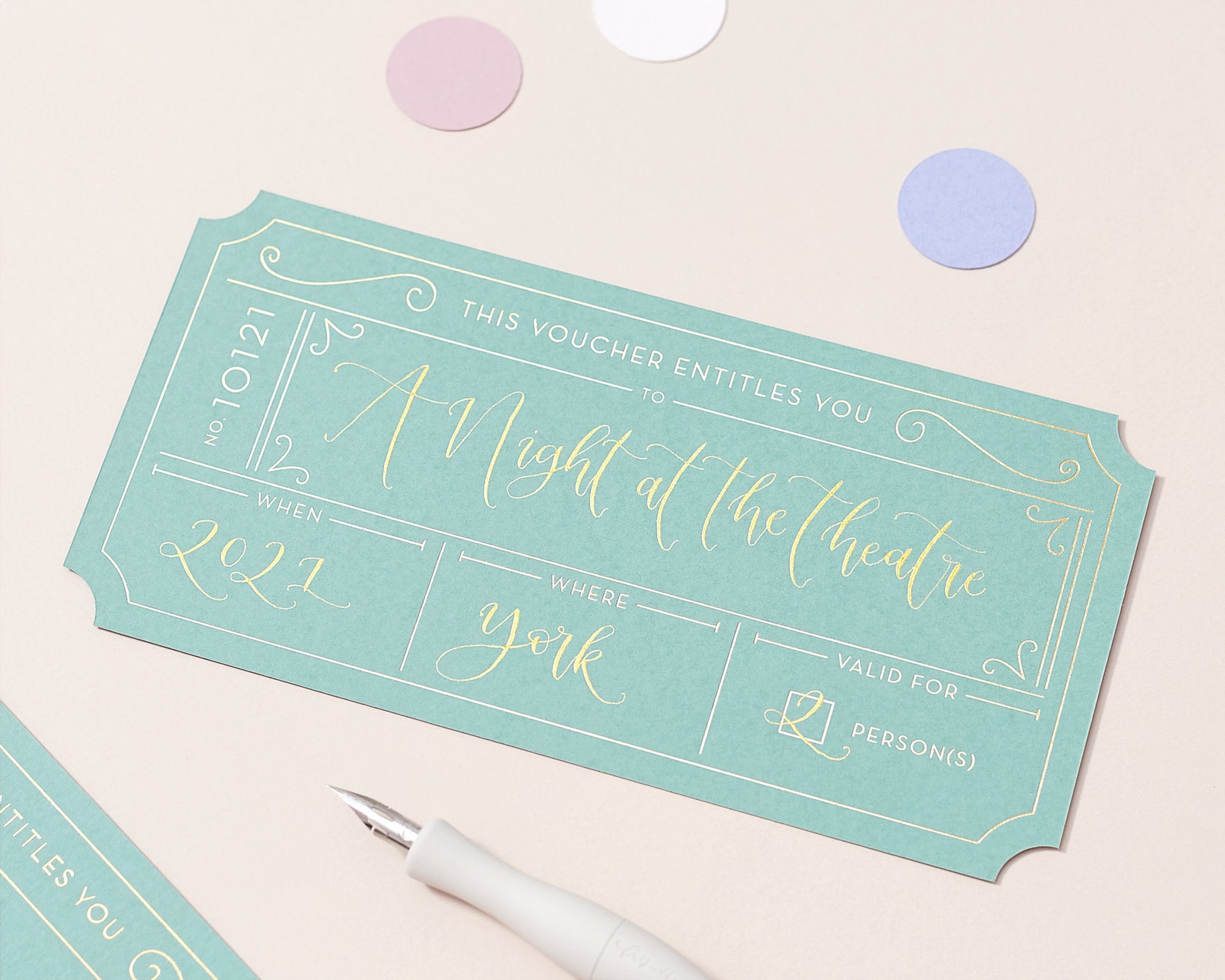 Calligraphy Golden Ticket Gift Voucher Personalised Event | Etsy