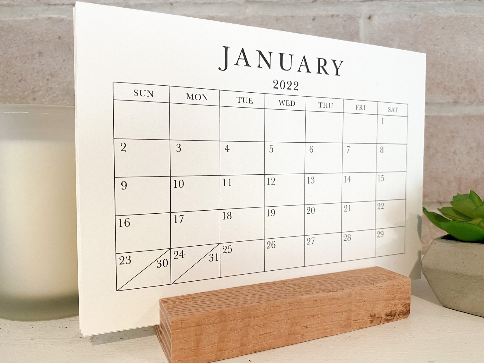 Small Monthly Desk Calendar With Boxes 5x7 12 Months - Etsy