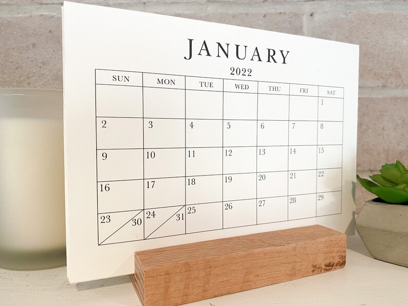 Small Monthly Desk Calendar With Boxes 5x7 12 Months - Etsy