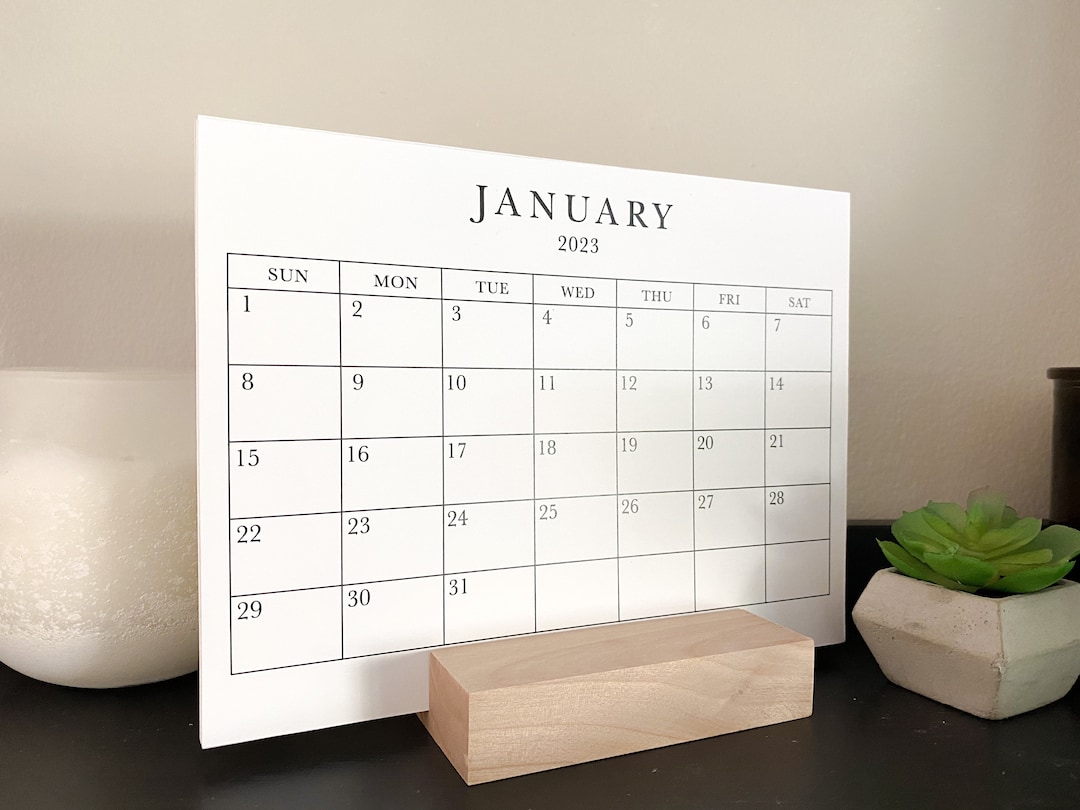 Monthly 6x8 Desk Calendar, Small With Boxes 12 Month Printed - Etsy