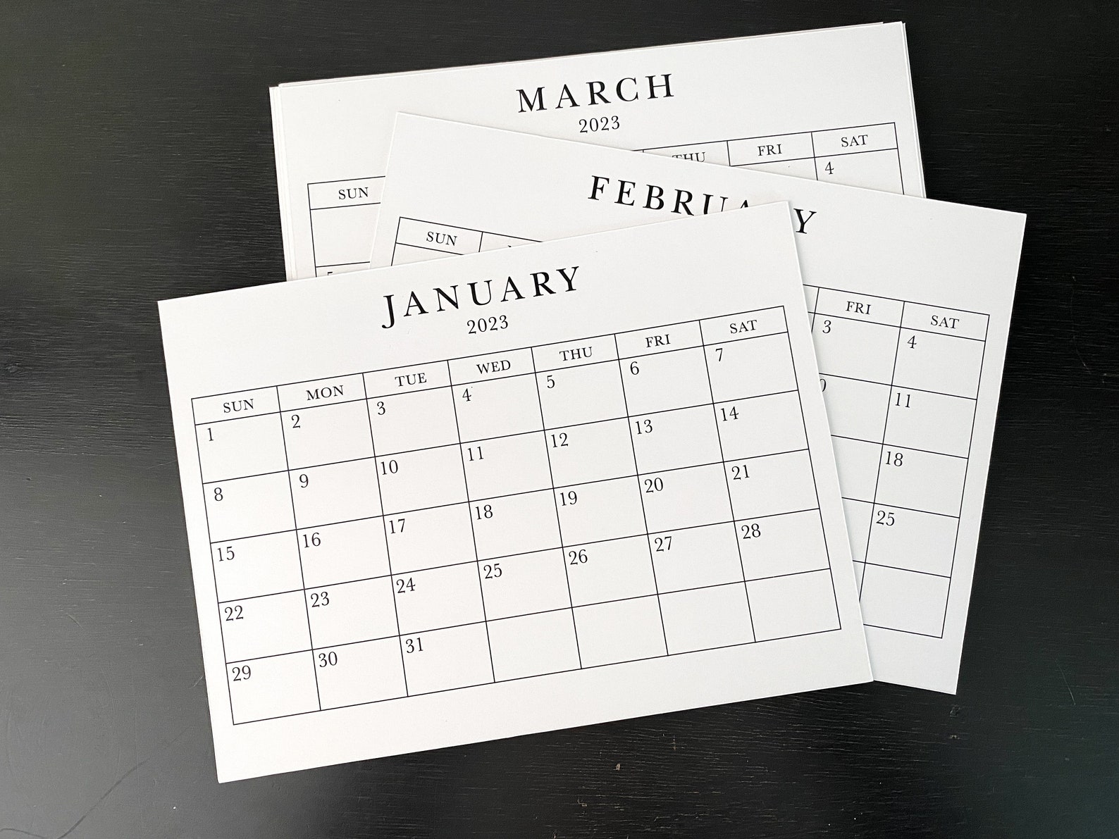 Small Monthly Desk Calendar With Boxes 5x7 12 Months - Etsy