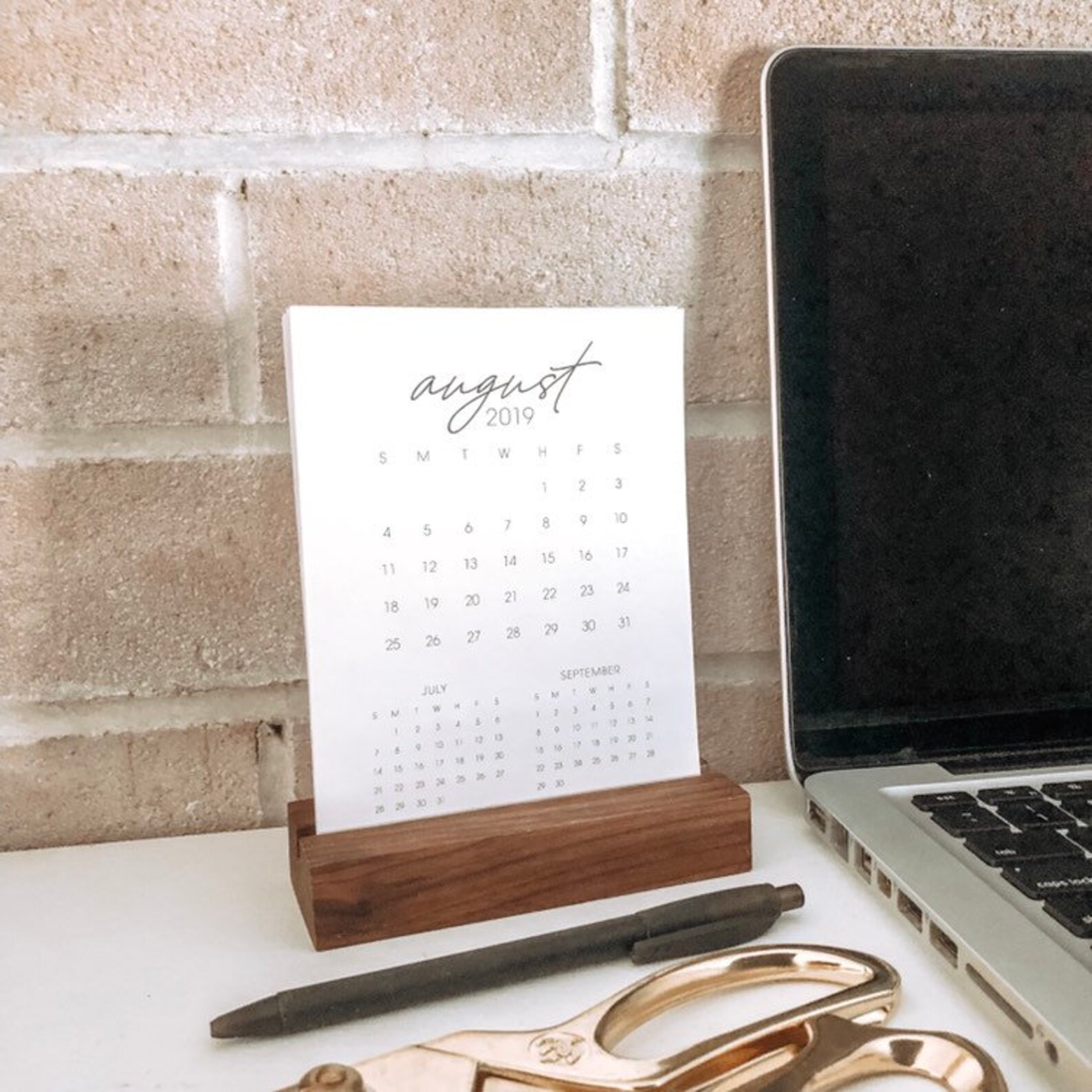 Monthly Desk Calendar March Feb Small 425x55in Etsy