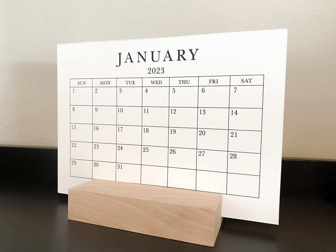 Small Monthly Desk Calendar With Boxes 5x7 12 Months - Etsy