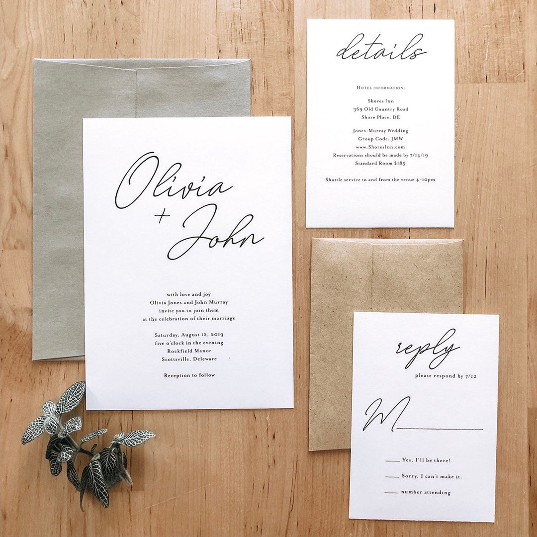 Script Modern Wedding Invitations - Etsy
