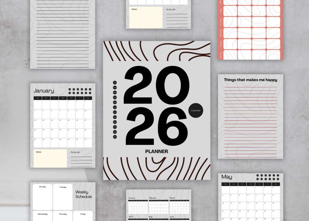 2026 Planner Printable, Monthly Calendar, Minimalist Planner Template ...