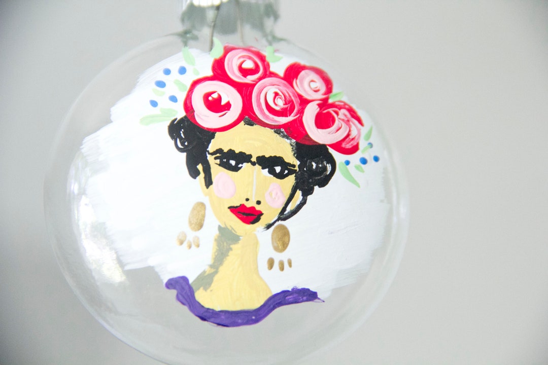 Frida Kahlo Inspired Christmas Ornament // Hand Painted Glass - Etsy