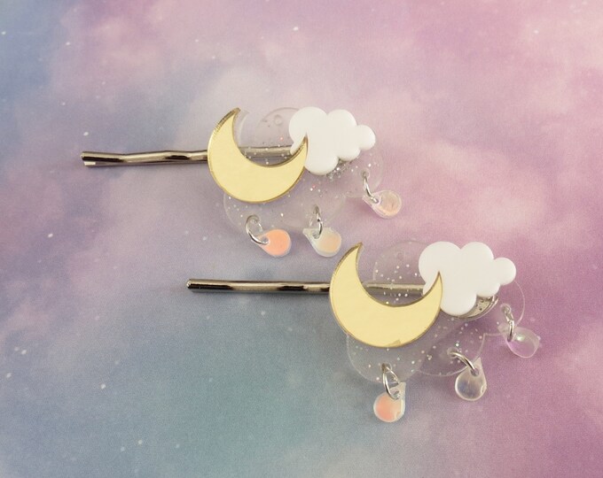 Moon Hair Clip Cloud Celestial Galaxy Barrette - Etsy