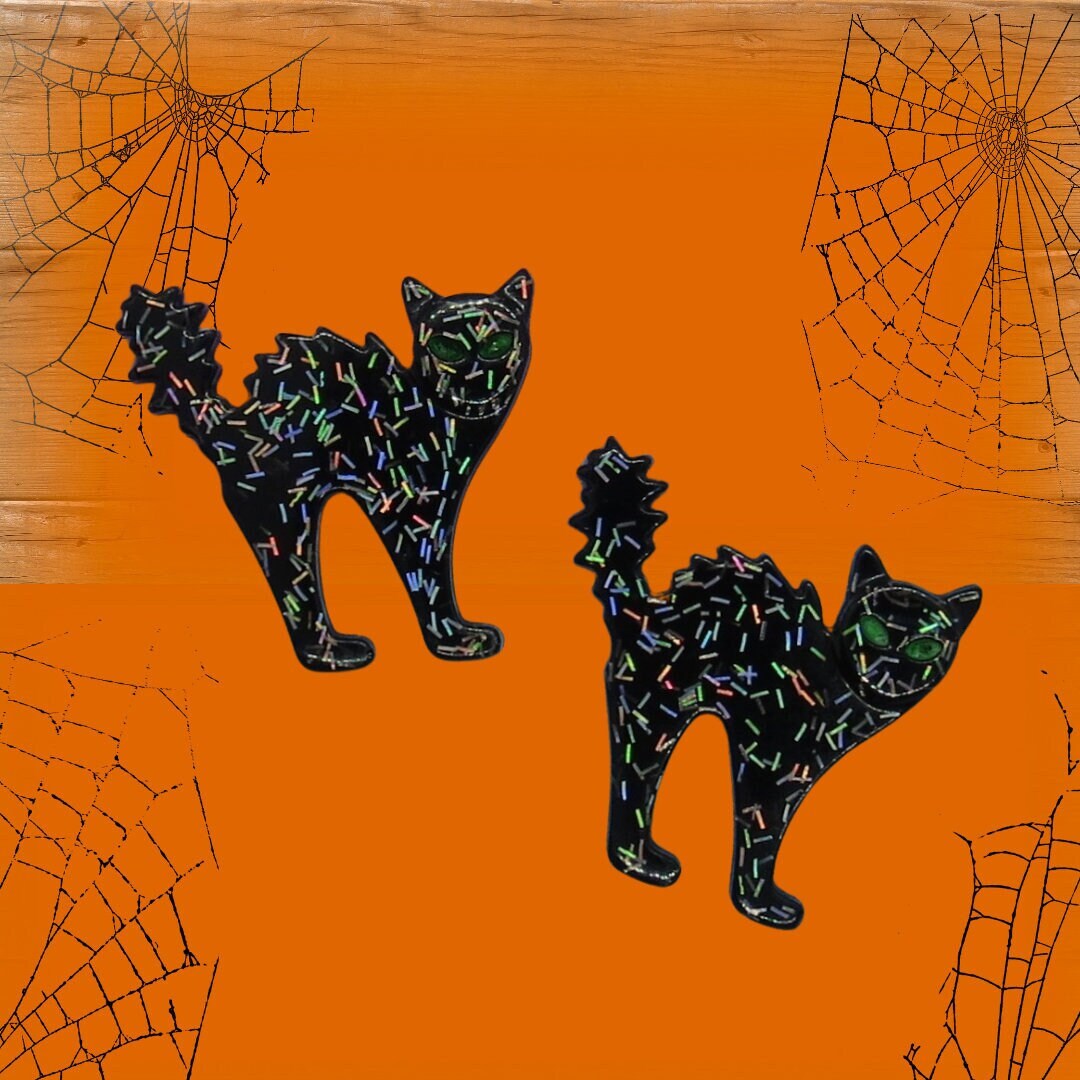 Black Cat Hair Clip - Spooky Halloween Cats Barrette - Etsy