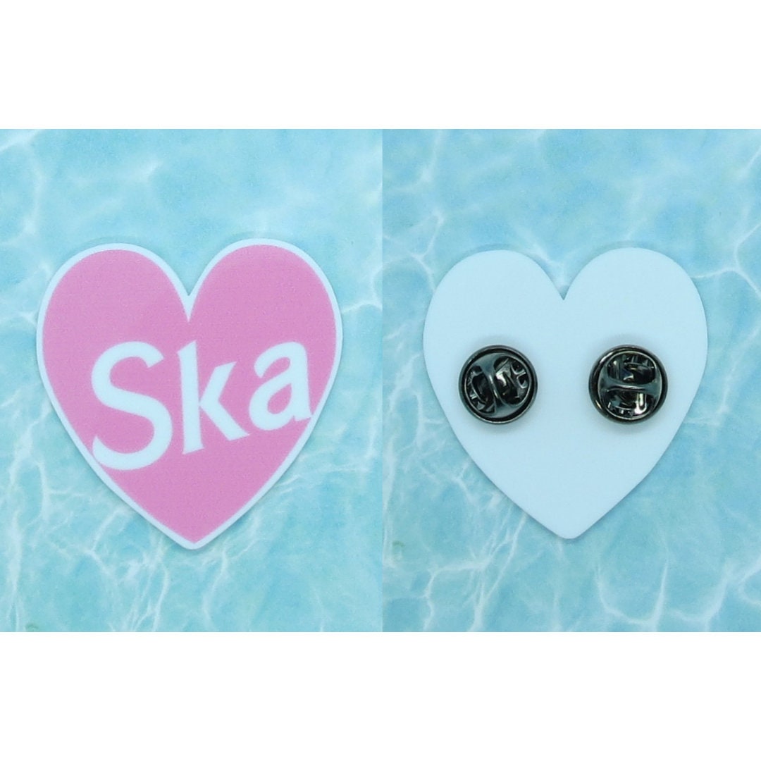 SKA Pin Cute Heart Shaped Button Brooch - Etsy