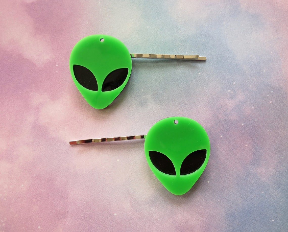 Alien Hair Clip Space Babe Barrette Neon Galaxy UFO - Etsy