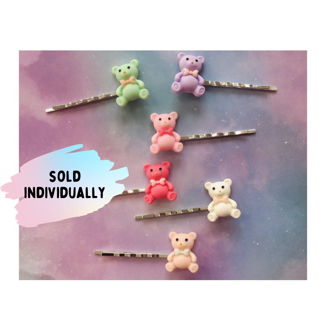 Teddy Bear Hair Clip Cute Pastel Kawaii Barrette - Etsy