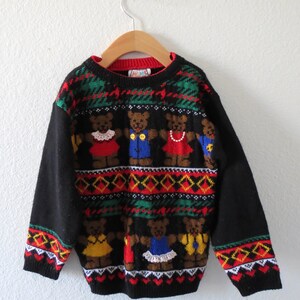 Vintage Teddy Bears Sweater 80s Girl's Pullover Knit Novelty Sweater ...