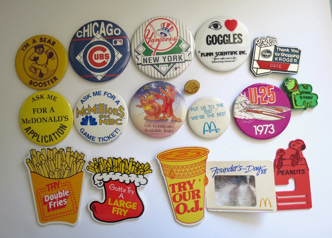 Vintage Pinback Buttons Misc. Novelty Pins You Choose Genuine Vintage ...