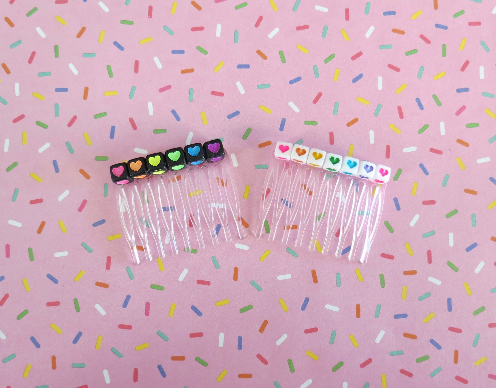 Kawaii Rainbow Hearts Hair Combs Clips - Etsy