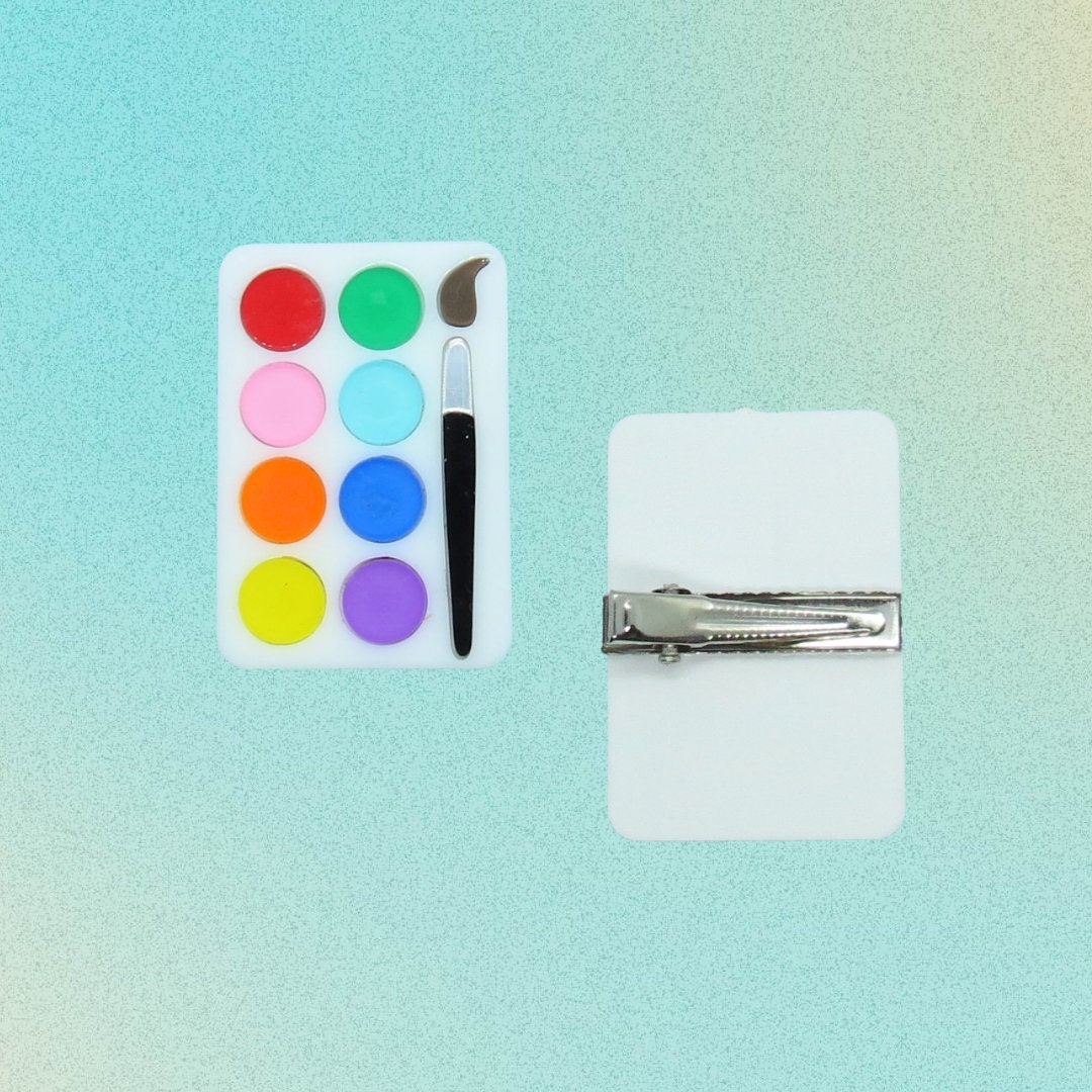 Paint Palette Hair Clip - Acrylic Rainbow Watercolor Barrette - Etsy