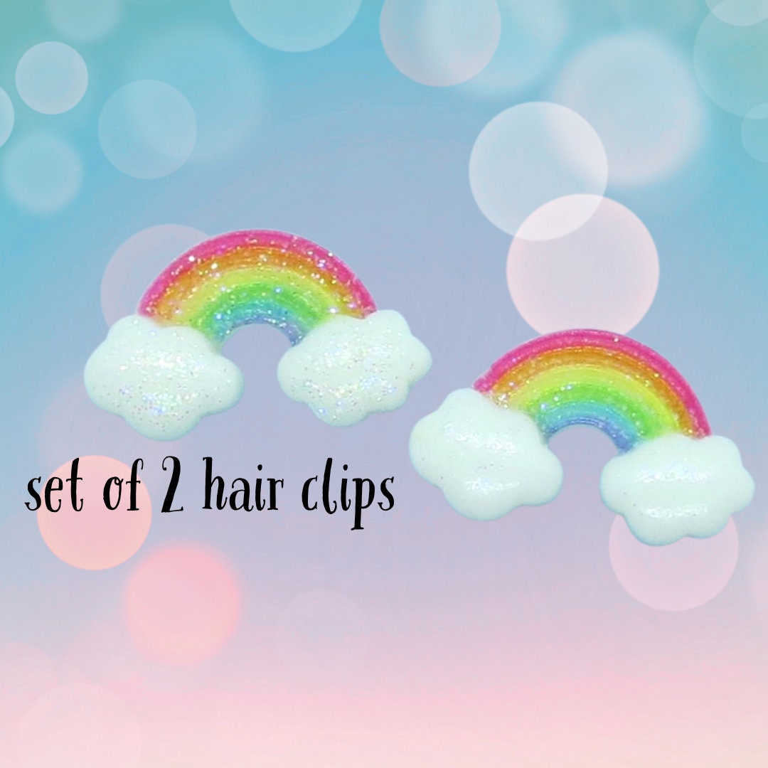 Rainbow Hair Clip Set - Mini Rainbows Barrette Clips - Etsy