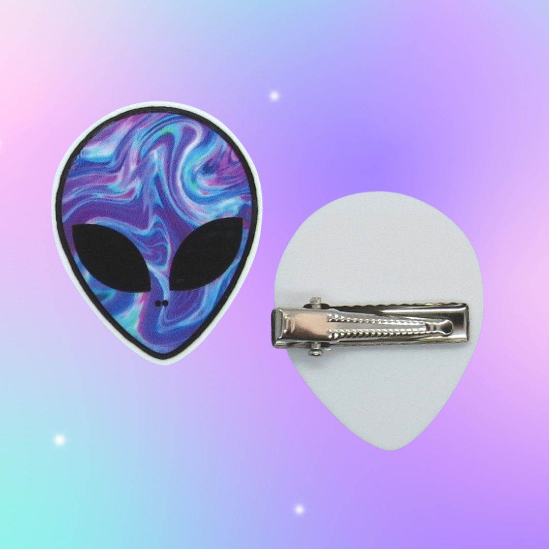 Alien Hair Clip - Trippy 90s Space UFO Aesthetic Barrette - Etsy
