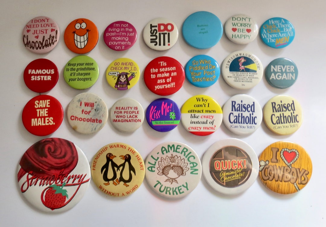 Vintage Pinback Buttons Misc. Novelty Pins You Choose Genuine Vintage ...