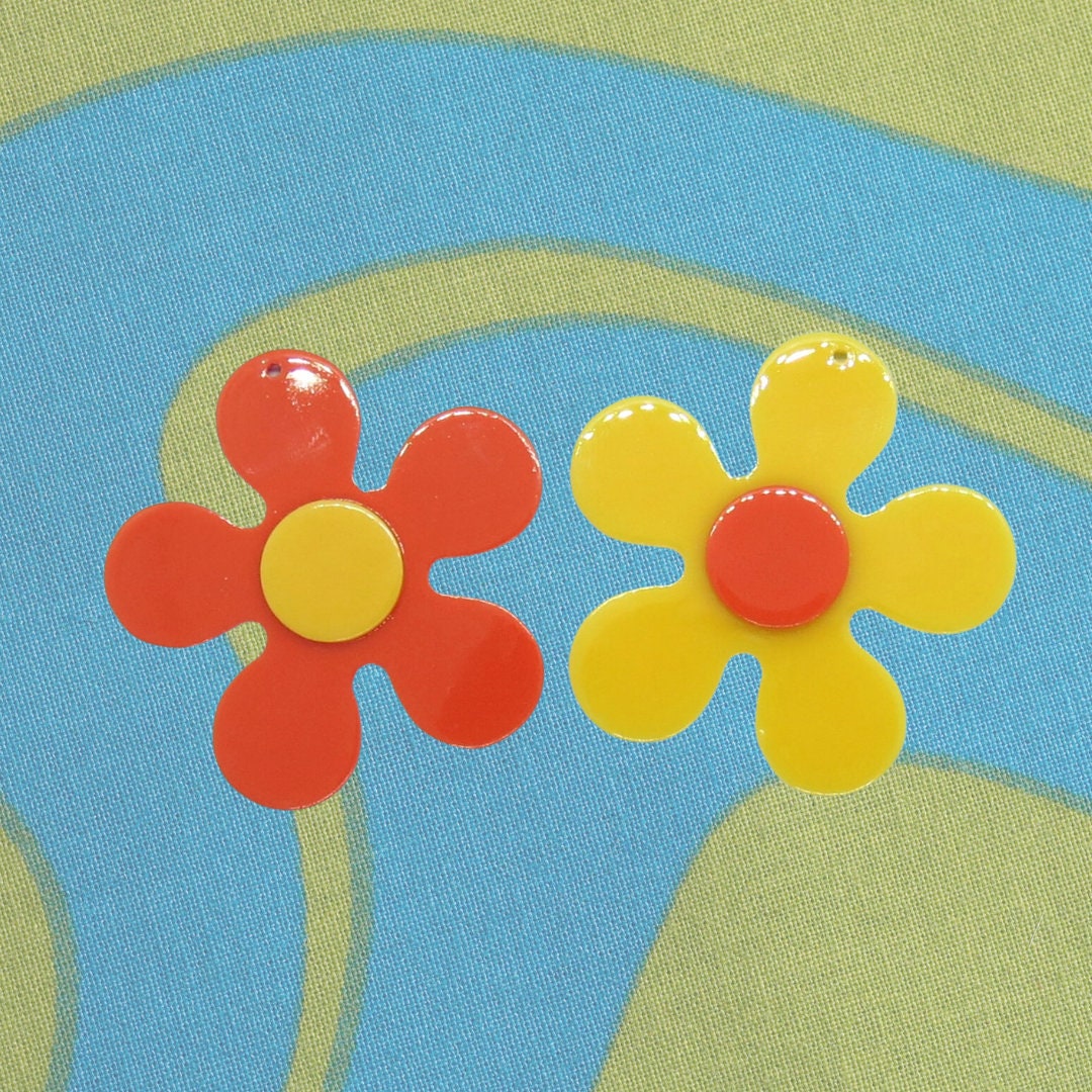 Flower Power Hair Clip Set Mod Groovy Daisy Barrettes - Etsy