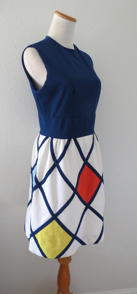Vintage Mod 60s Mini Dress - Color Block Scooter Go G… - Gem