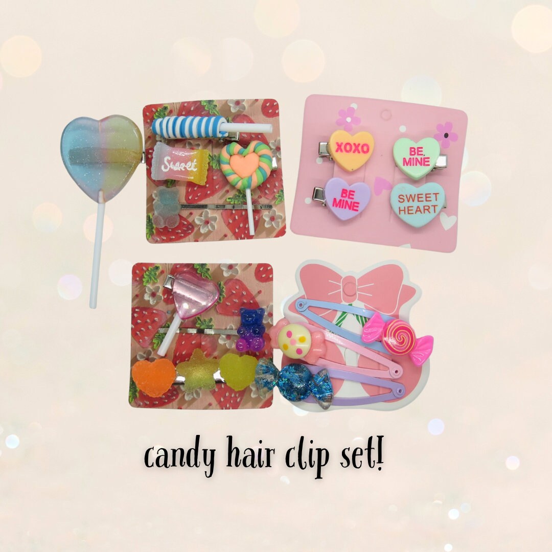 Candy Hair Clip Set Cute Kawaii Candies Lollipops Clips Barrettes - Etsy