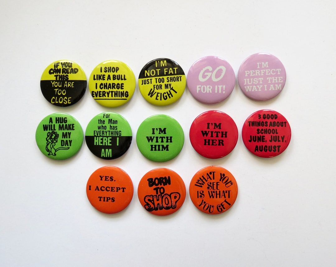Vintage Pinback Buttons 80s Funny Novelty Pins You Choose Genuine ...