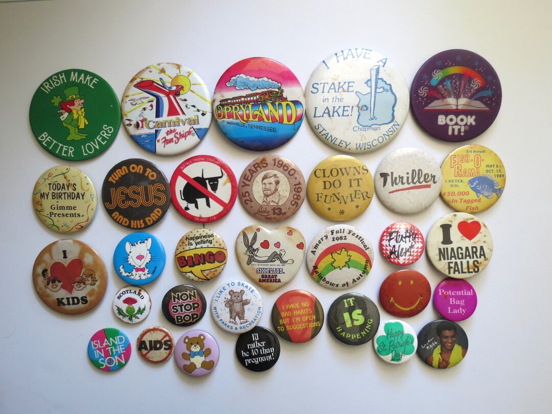 Vintage Pinback Buttons Misc. Novelty Pins You Choose Retro & Modern - Etsy