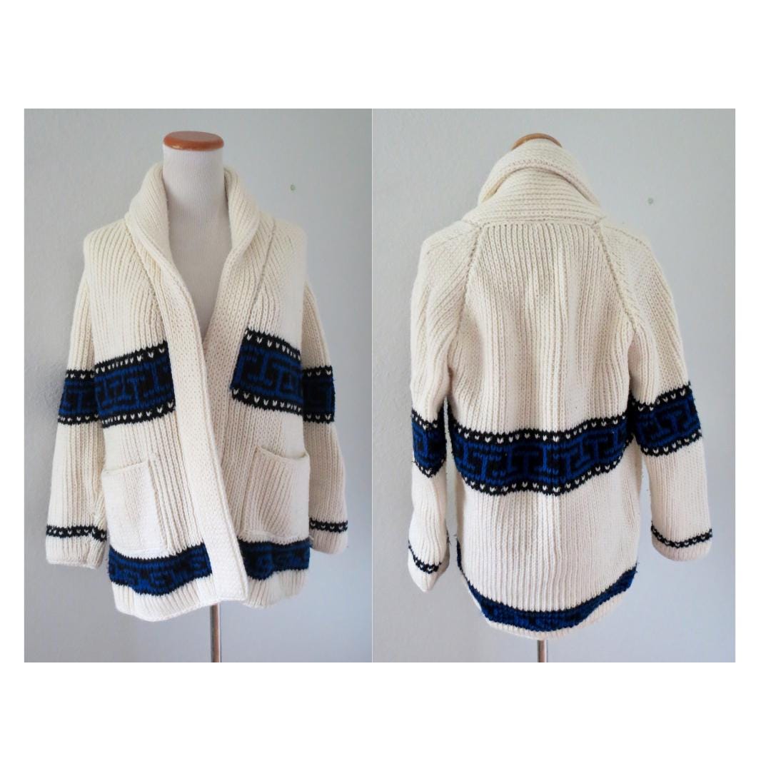 Vintage 70s Boho Sweater - 1970s Thick Knit Cozy Wrap Hippie Cardigan ...