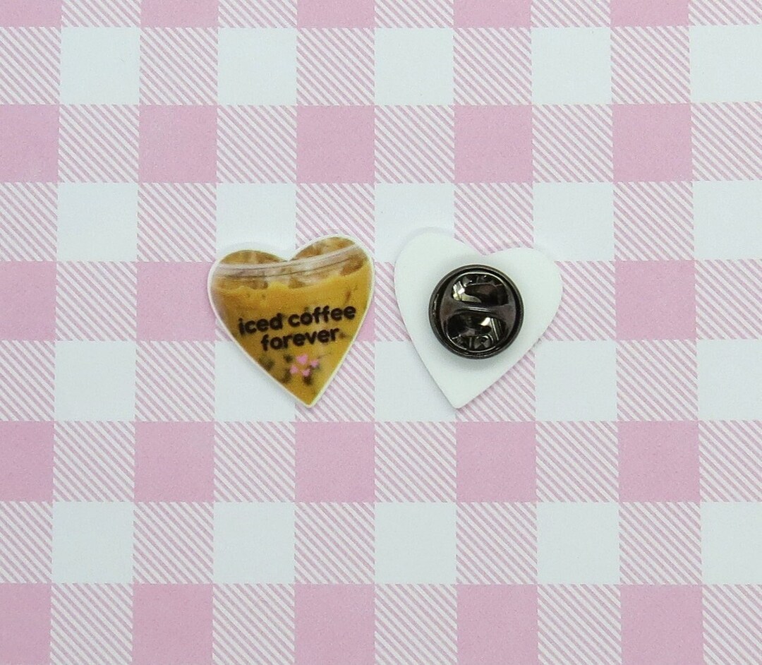 Iced Coffee Pin - Cute Coffee Lover Heart Brooch - Etsy
