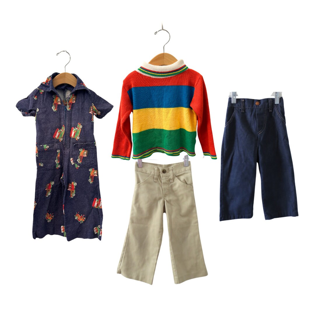 Vintage Little Boys Clothes Lot Bundle - Jumpsuit Jeans Pants Sweater ...