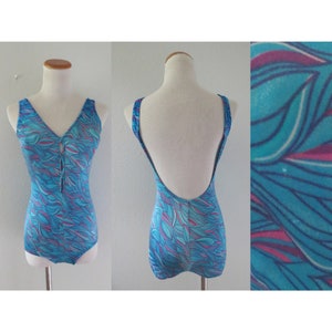 Vintage Bathing Suit Abstract Print One Piece Swimsuit - Etsy