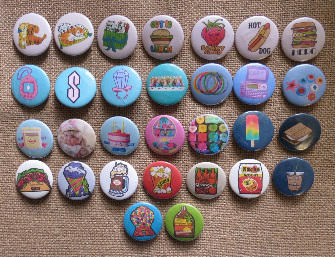 Vintage Style Pinback Buttons - 80s 90s Misc. Novelty Pins - You Choose ...
