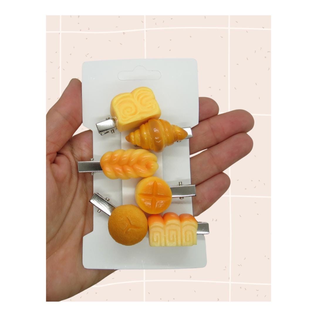 Bread Hair Clips Set - Cute Bakery Pastry Themed Barrettes - Croissant ...