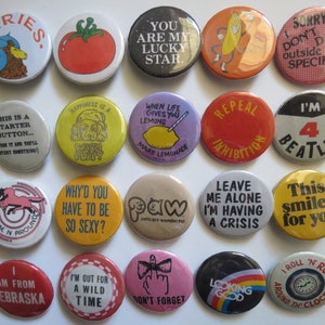 Vintage Style Pinback Buttons - 60s 70s 80s Misc. Novelty Pins - You ...
