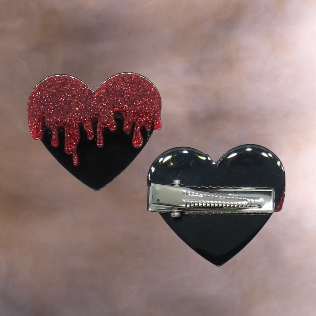 Horror Hair Clips - Bloody Bleeding Heart Barrettes - Etsy