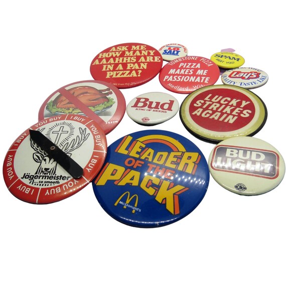 Vintage Food Pinback Buttons Novelty Pins You Cho Gem