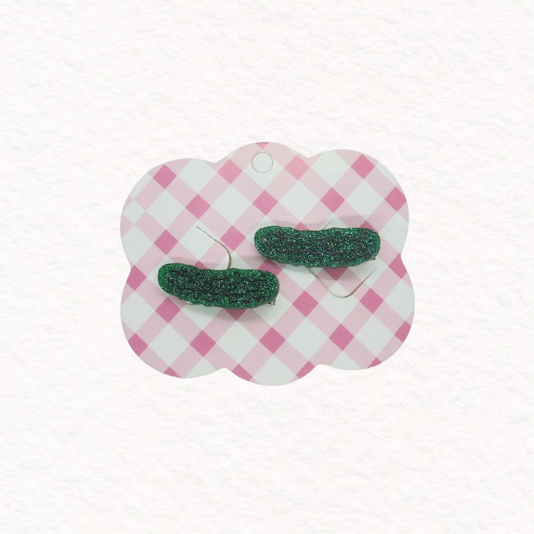 Pickle Hair Clips - Sparkly Green Pickles Barrettes - Etsy