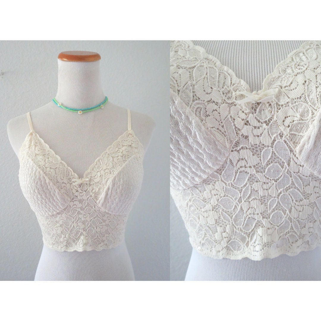 Vintage Lace Bralette 80s Cream Lacy Bra Lingerie Size Medium - Etsy