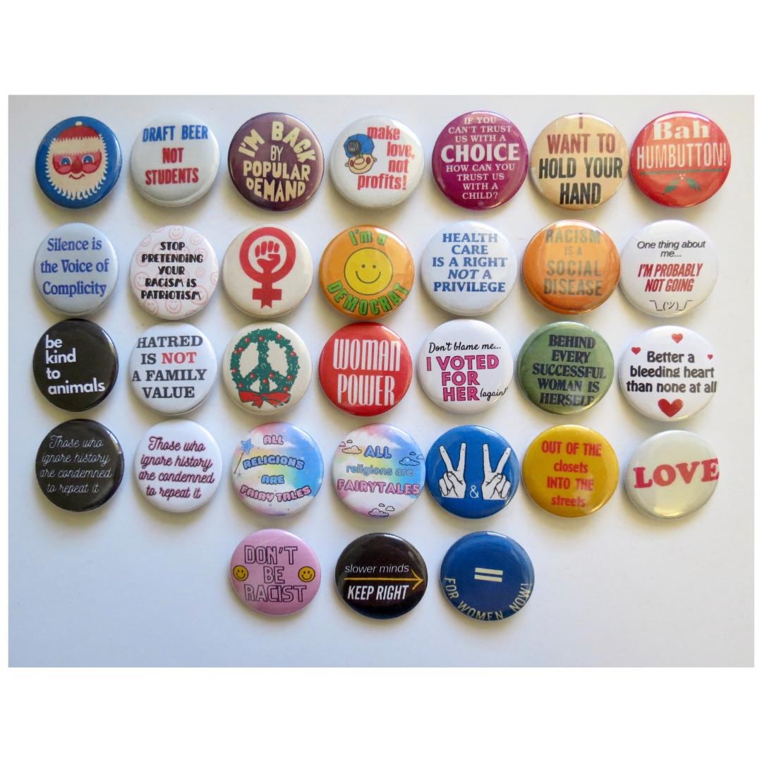 Vintage Style Pinback Buttons - 60s 70s 80s Misc. Novelty Pins ...