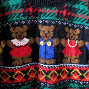 Vintage Teddy Bears Sweater 80s Girl's Pullover Knit Novelty Sweater ...