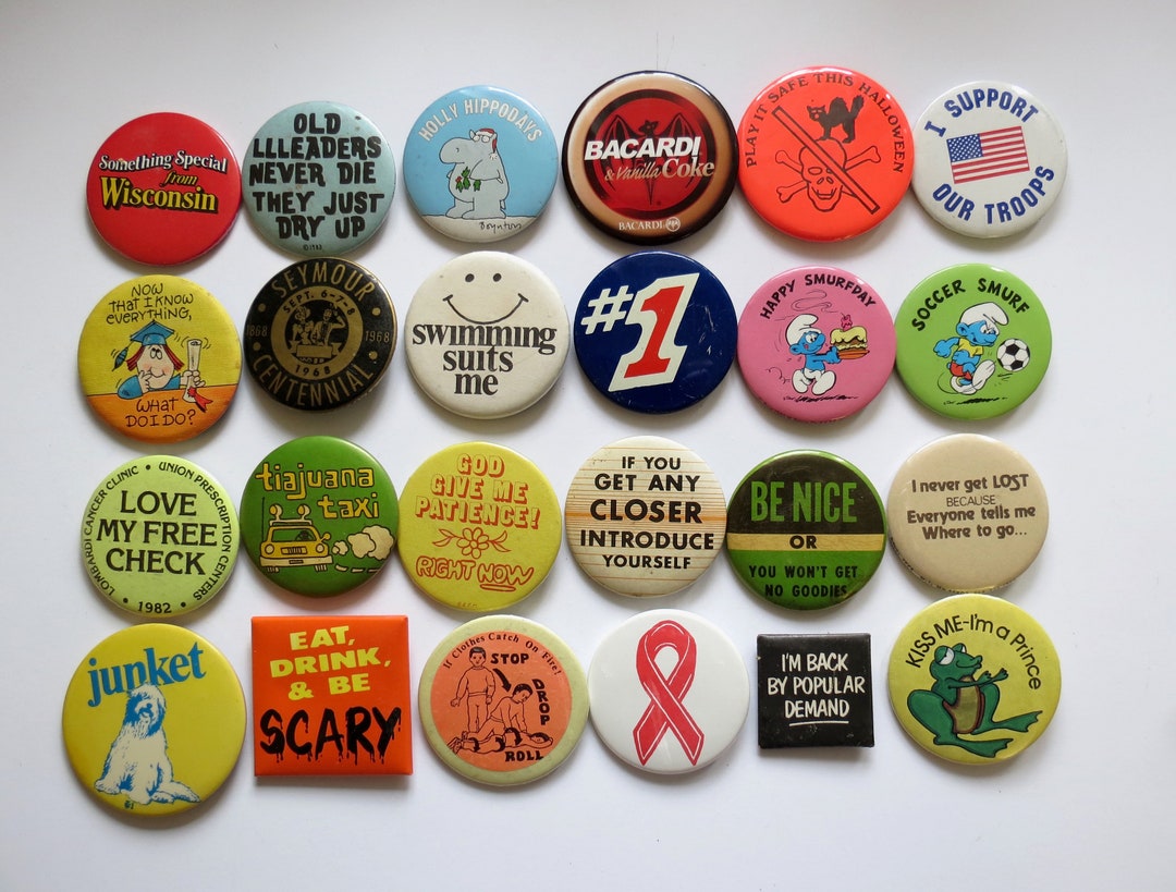 Vintage Pinback Buttons Misc. Novelty Pins You Choose Genuine Vintage ...