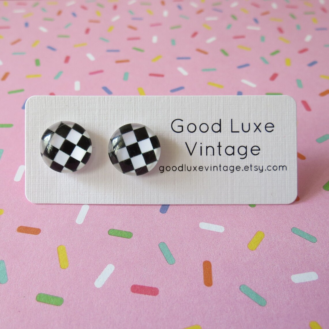 Checkered Earrings Ska Studs Punk Jewelry - Etsy