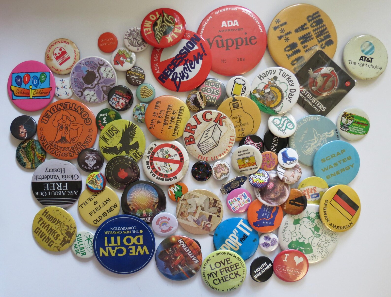 Vintage Pinback Button Lot Huge Bulk Pin Bundle Advertising Political ...