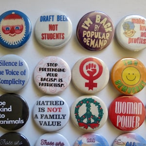 Vintage Style Pinback Buttons - 60s 70s 80s Misc. Novelty Pins ...