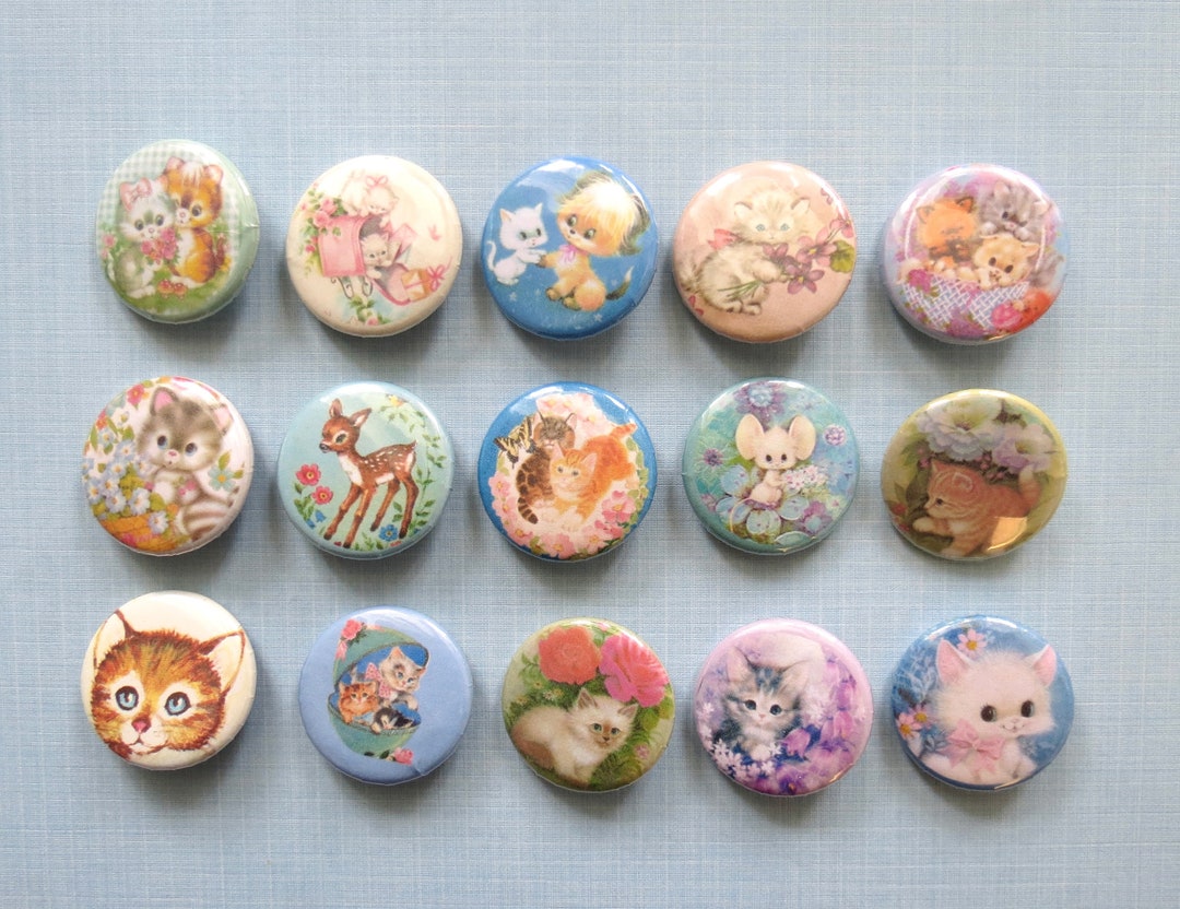 Vintage Style Pinback Buttons Cute Retro Reproduction Mini Button ...