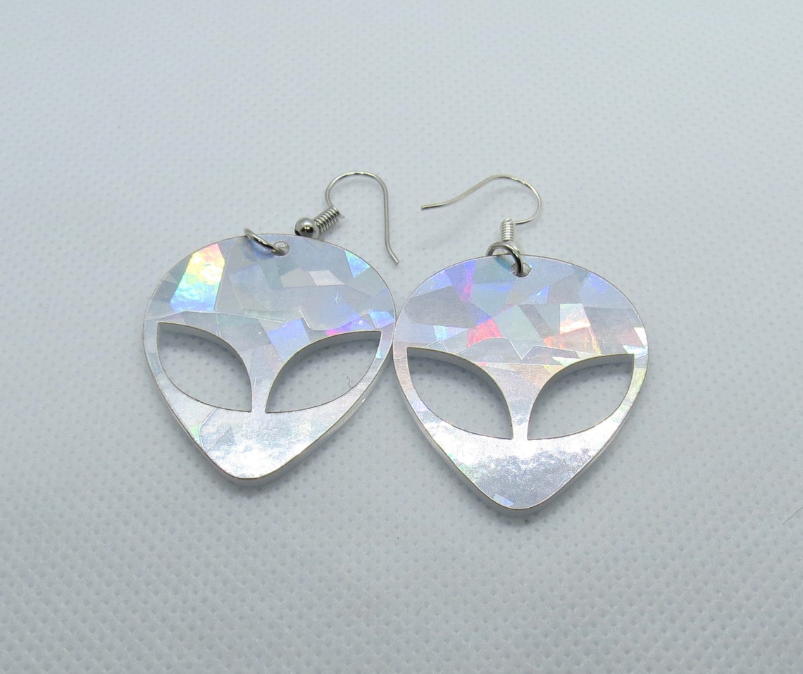 Alien Earrings Holographic Iridescent Drop Earring | Etsy