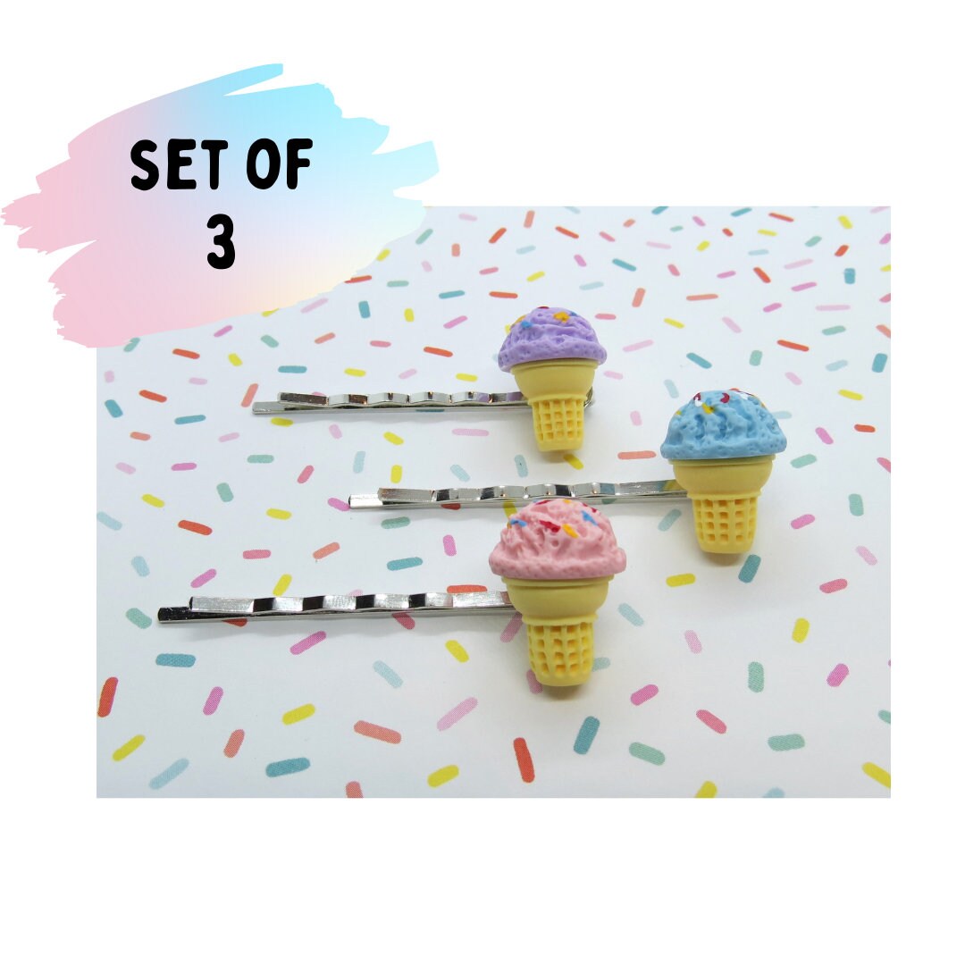 Ice Cream Cone Hair Clips Kawaii Barrettes - Etsy