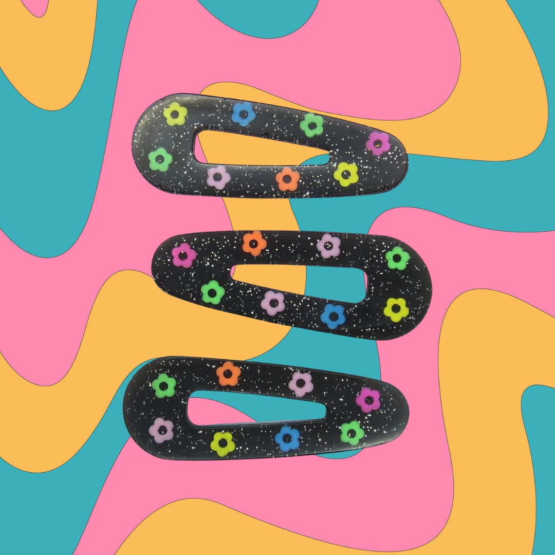 Flower Power Hair Clip Retro Mod 60s 70s Floral Barrette - Etsy