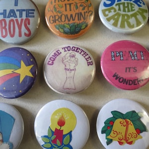 Vintage Style Pinback Buttons - 60s 70s 80s Misc. Novelty Pins ...